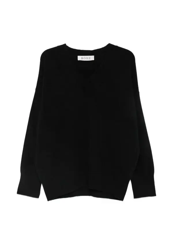 RÓHE V-neck Knitted Sweater - Black