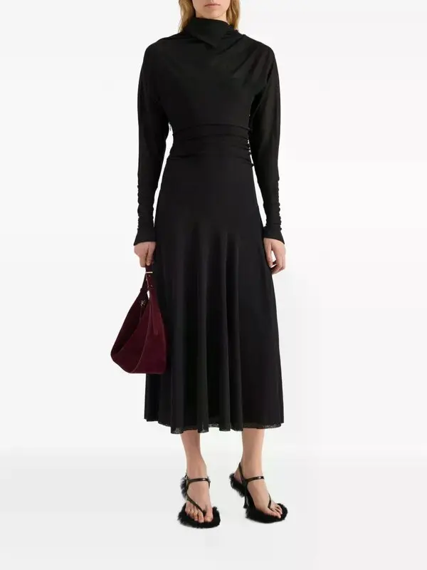 Proenza Schouler Golda Dress In Textured Sheer Jersey - Black