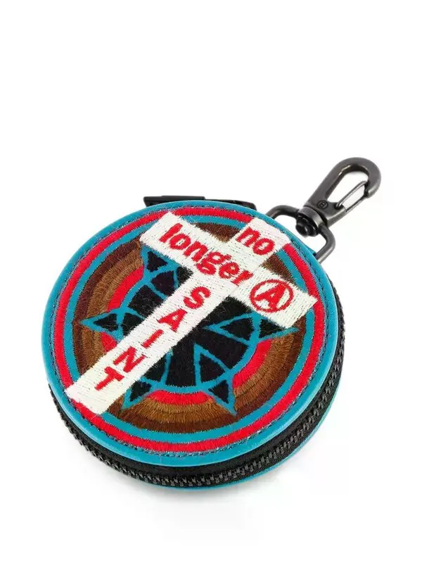 SAINT MXXXXXX Embroidered Leather Coin Case - Blue
