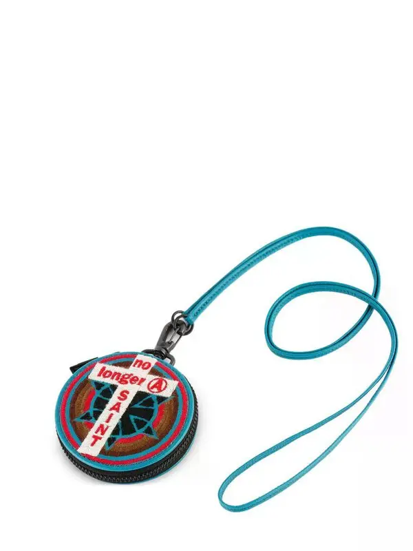 SAINT MXXXXXX Embroidered Leather Coin Case - Blue