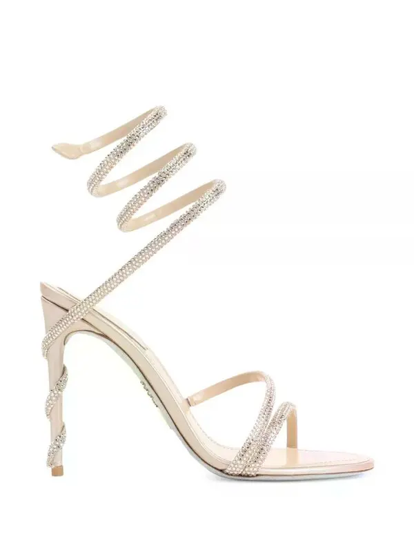 Rene Caovilla Cleo Crystal-embellished Stiletto Sandals - Neutrals