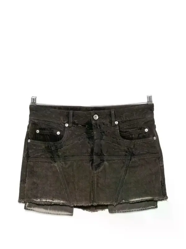 Rick Owens Faded Frayed-hem Mini Skirt - Grey