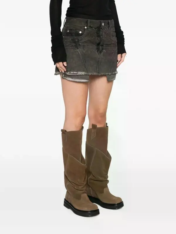 Rick Owens Faded Frayed-hem Mini Skirt