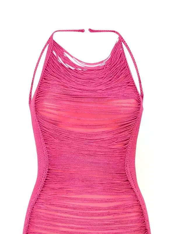 Attico Fringe-detail Halterneck Mini Dress