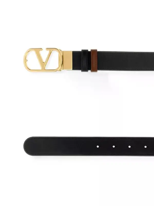 Valentino Garavani Vlogo Signature Reversible Shiny Calfskin Belt 30mm / 1.2 - Black