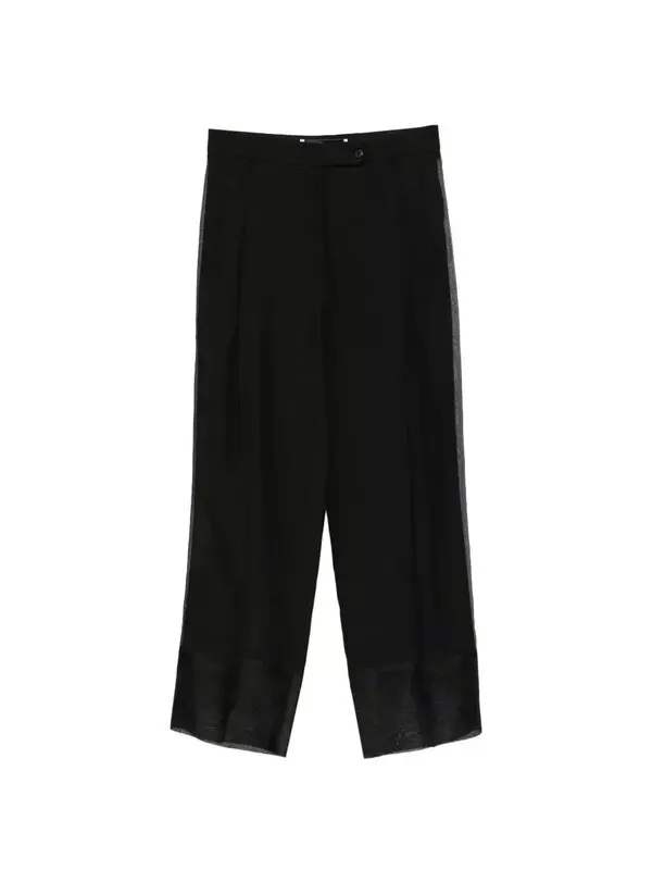 FRENKEN Sheer-panelled Wide-leg Trousers - Black