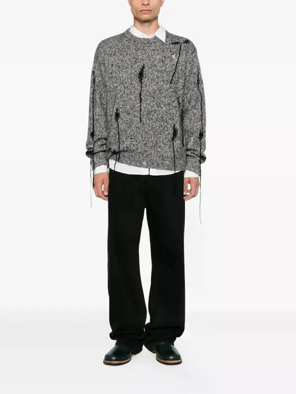 ATOMO FACTORY Distressed Marl-knit Sweater