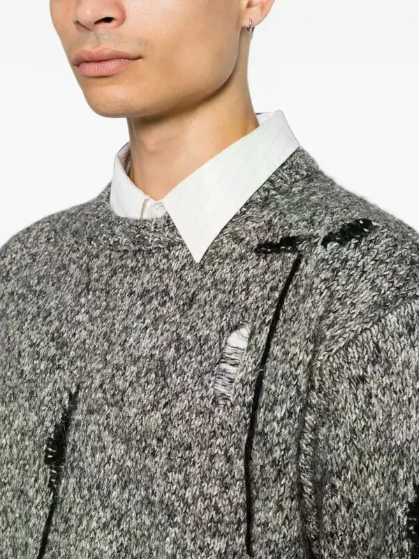 ATOMO FACTORY Distressed Marl-knit Sweater