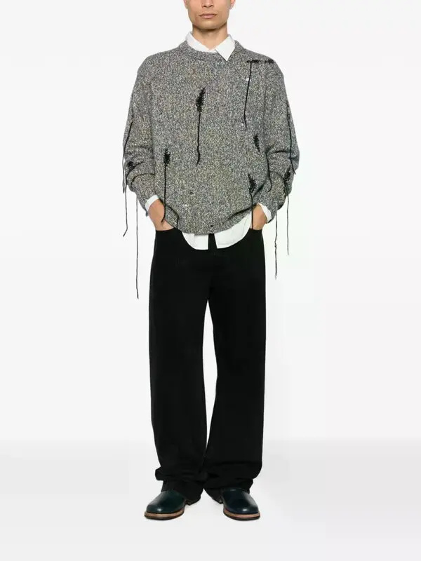 ATOMO FACTORY Distressed Marl-knit Sweater