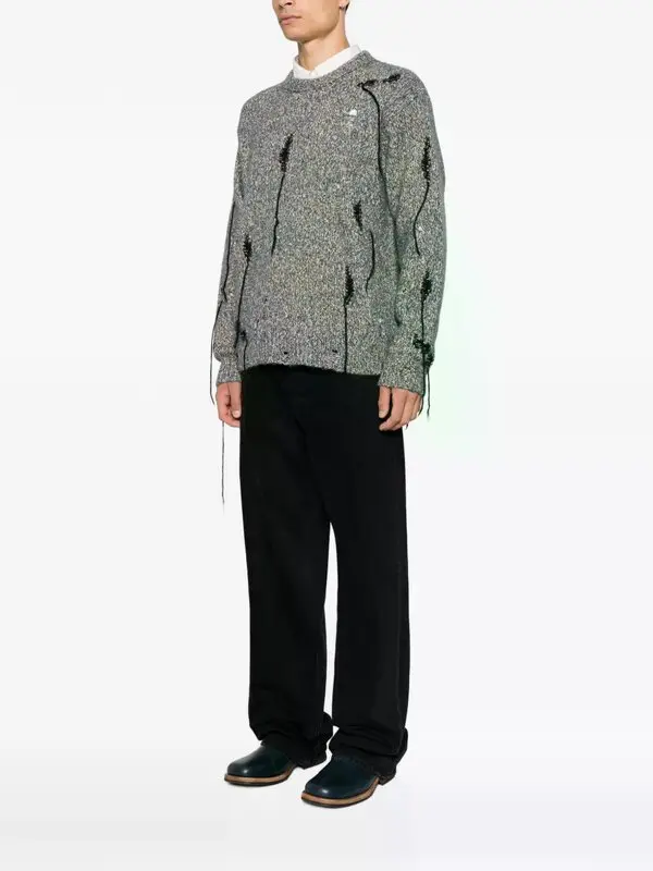 ATOMO FACTORY Distressed Marl-knit Sweater