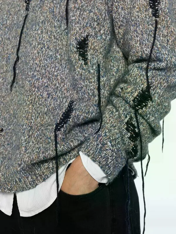 ATOMO FACTORY Distressed Marl-knit Sweater
