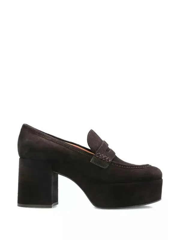 GIANVITO ROSSI Suede Platform Loafers - Brown