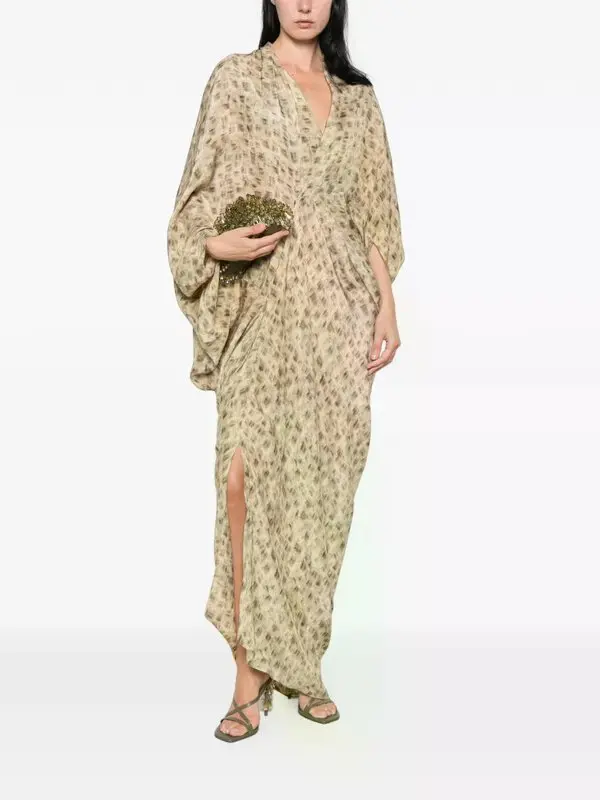 CORTANA Mayu Abstract-print Draped Dress - Neutrals