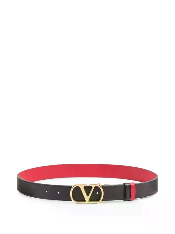 Valentino Garavani Vlogo Signature Reversible Shiny Calfskin Belt - Black