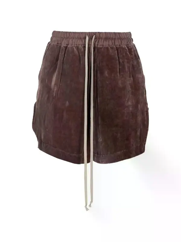 Rick Owens Velvet Drawstring Mini Shorts - Brown