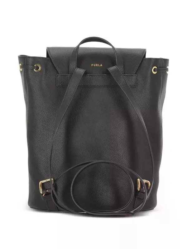 Furla Grainy Leather Backpack With Drawstring Fastening