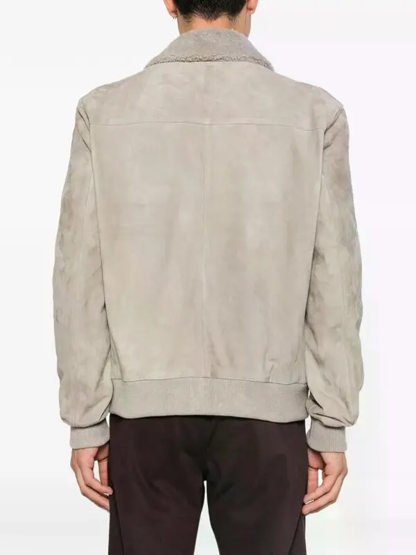 Eleventy Shearling-collar Suede Jacket