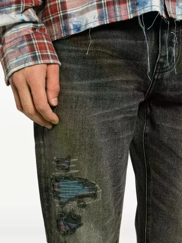PURPLE BRAND Distressed Patchwork-detail Jeans