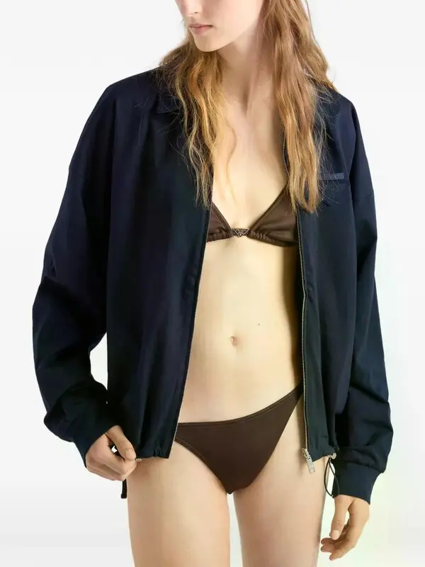 Prada Interlock Fabric Triangle Bikini Top