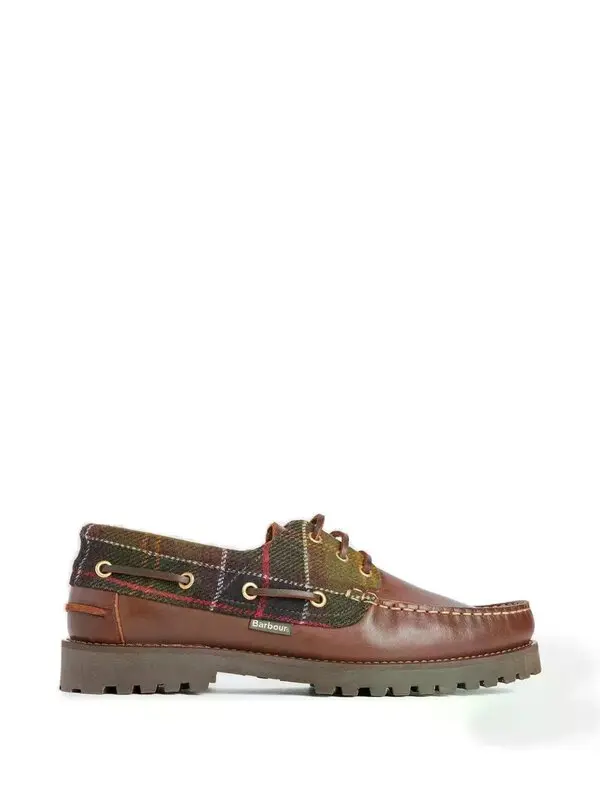Barbour Re-engineered Tartan-panelled Boat Shoes - Brown