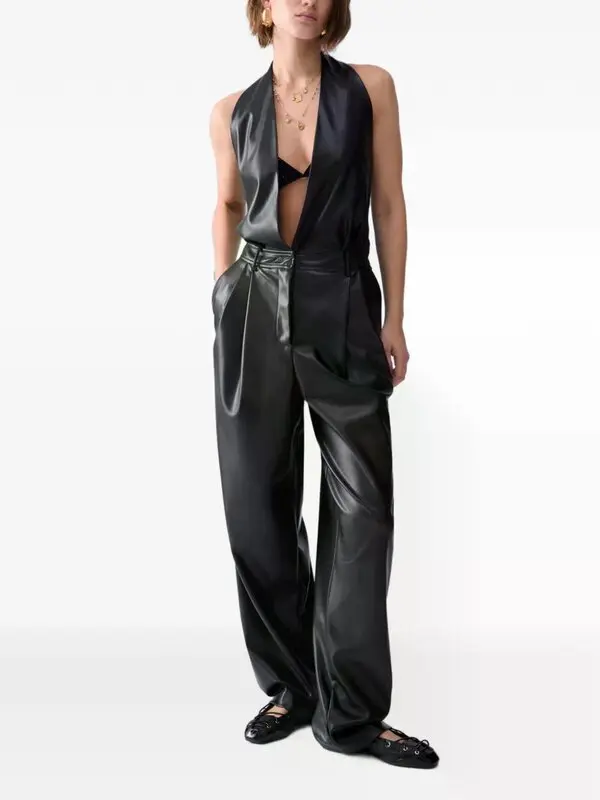 Liu Jo Coated Fabric Jumpsuit With Deep V-neckline And Open Back