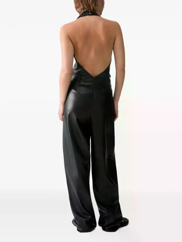 Liu Jo Coated Fabric Jumpsuit With Deep V-neckline And Open Back