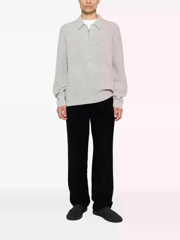 SAMSOE SAMSOE Ribbed-knit Quarter-zip Polo Shirt