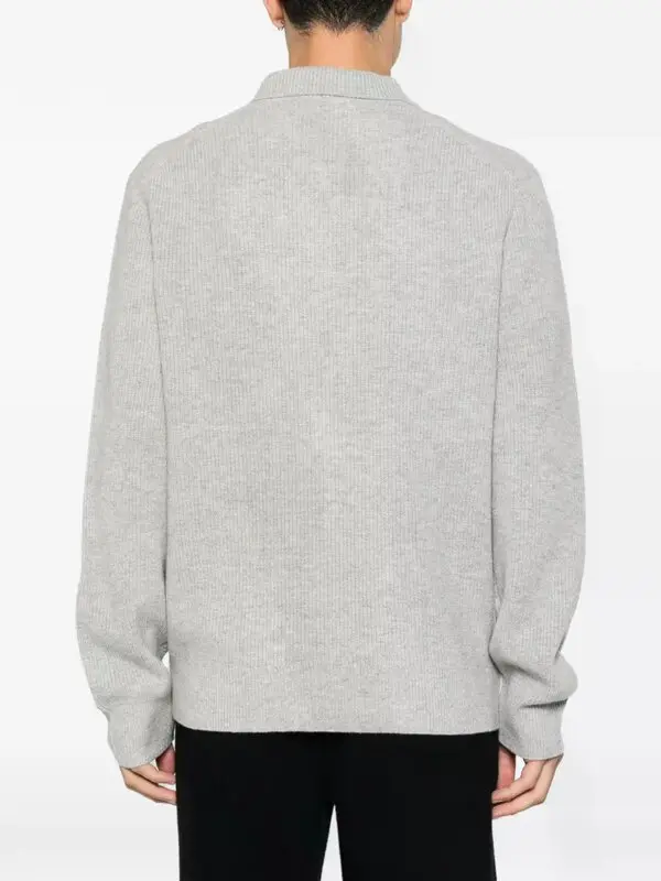 SAMSOE SAMSOE Ribbed-knit Quarter-zip Polo Shirt