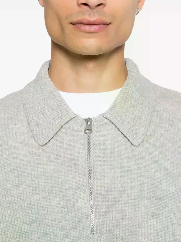 SAMSOE SAMSOE Ribbed-knit Quarter-zip Polo Shirt