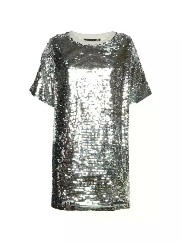 Moschino Mesh Sequin-embellished Mini Dress - Silver
