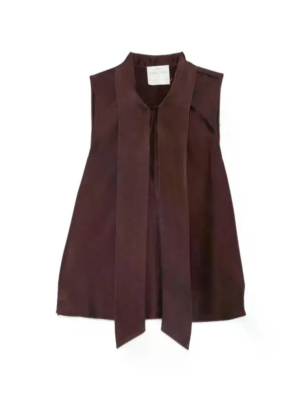 FORTE_FORTE Pussy-bow Sleeveless Blouse - Brown