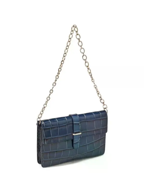 Furla Greta Croc-embossed Chain Clutch Bag