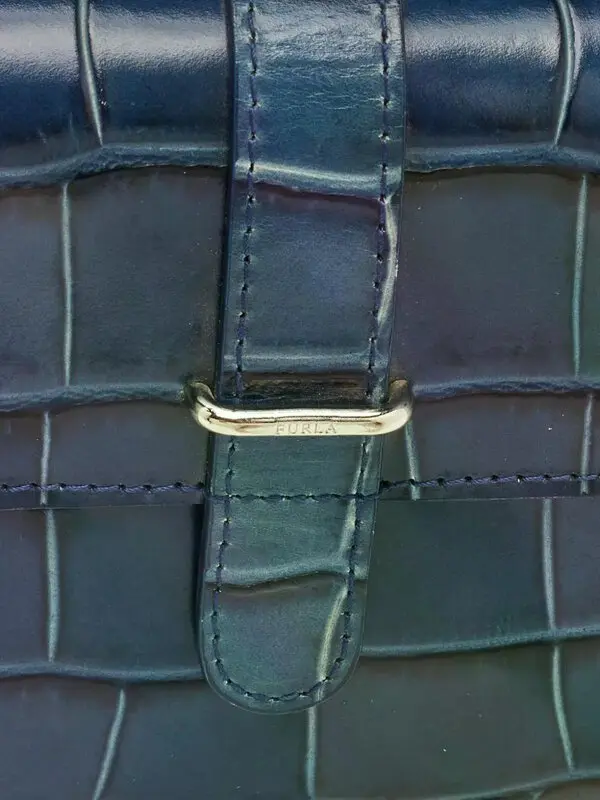 Furla Greta Croc-embossed Chain Clutch Bag