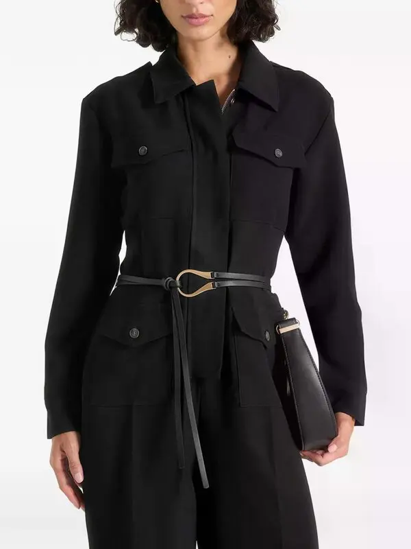 Manière De Voir Ruby In Tailored Crepe Belted Utility Jumpsuit