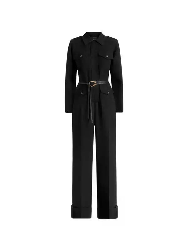 Manière De Voir Ruby Tailored Belted Utility Jumpsuit - Black