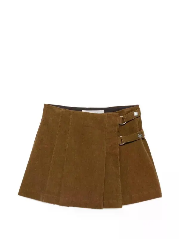 GOLDEN GOOSE Pleated Corduroy Mini Skirt - Brown