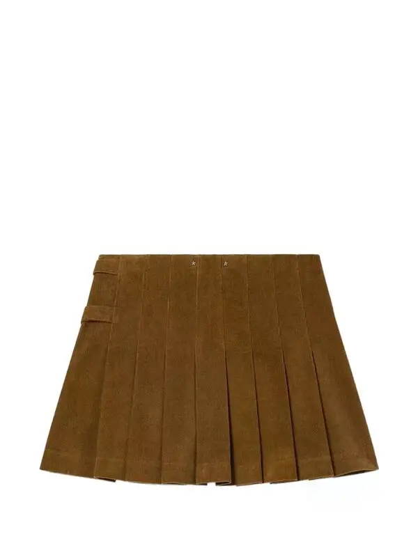 GOLDEN GOOSE Pleated Corduroy Mini Skirt - Olive Green
