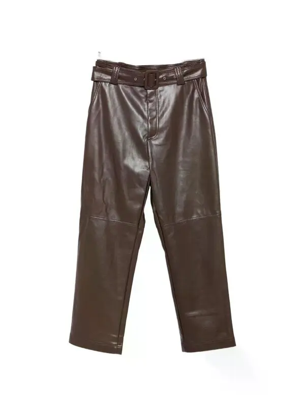 TWINSET Belted Faux-leather Trousers - Brown