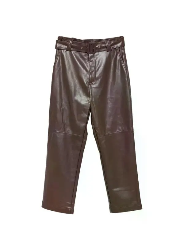 TWINSET Belted Faux-leather Trousers - Brown