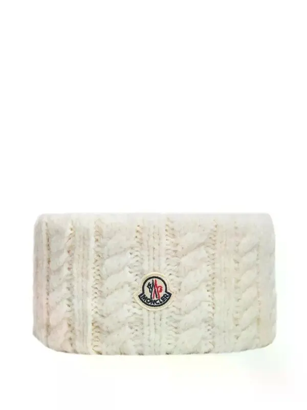 Moncler Cable-knit Logo-patch Headband - White