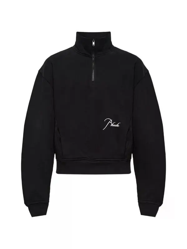 Rhude Classique Logo-embroidered Quarter-zip Sweater - Black