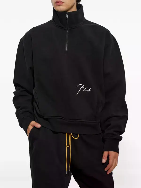 Rhude Classique Logo-embroidered Quarter-zip Sweater