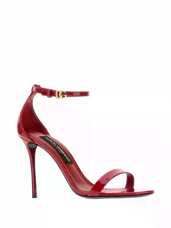 Dolce & Gabbana Dg-plaque Patent-leather Sandals - Red