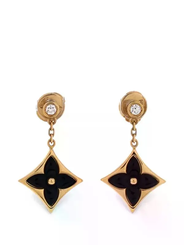 LOUIS VUITTON Color Blossom Bb Dangle 18k Yellow With Onyx And Diamonds Earrings - Gold