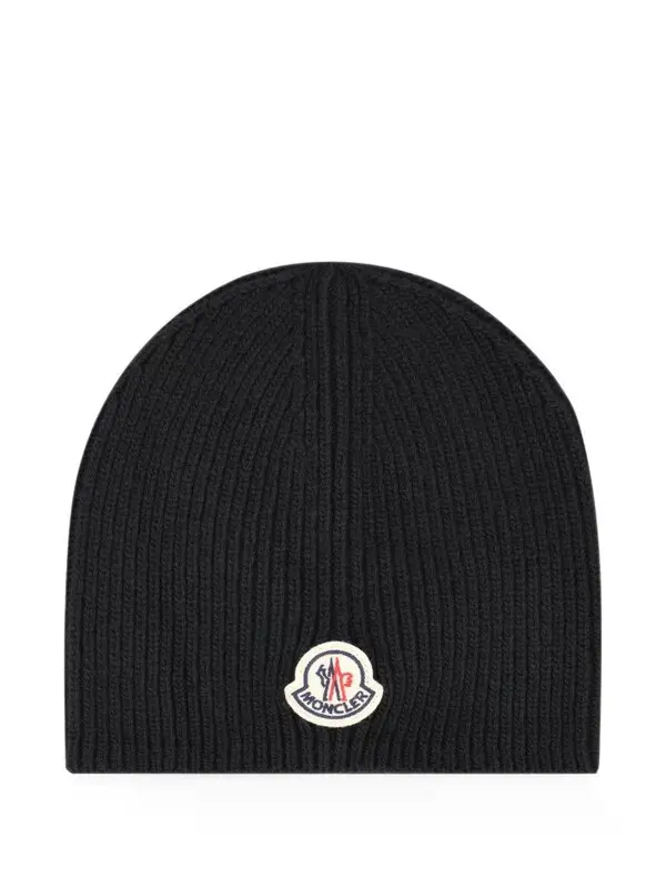 Moncler Logo-patch Ribbed-knit Beanie Hat