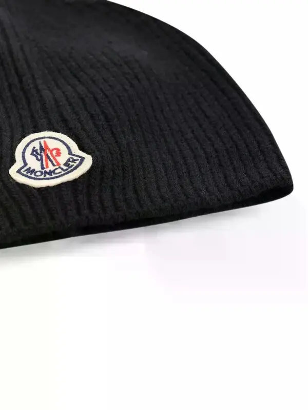 Moncler Logo-patch Ribbed-knit Beanie Hat