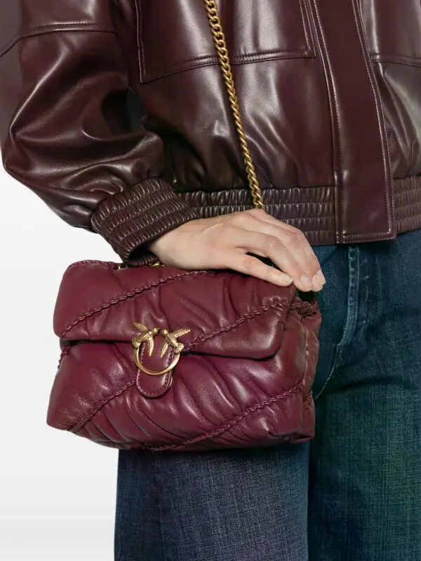 Pinko Mini Love Birds Quilted Leather Shoulder Bag