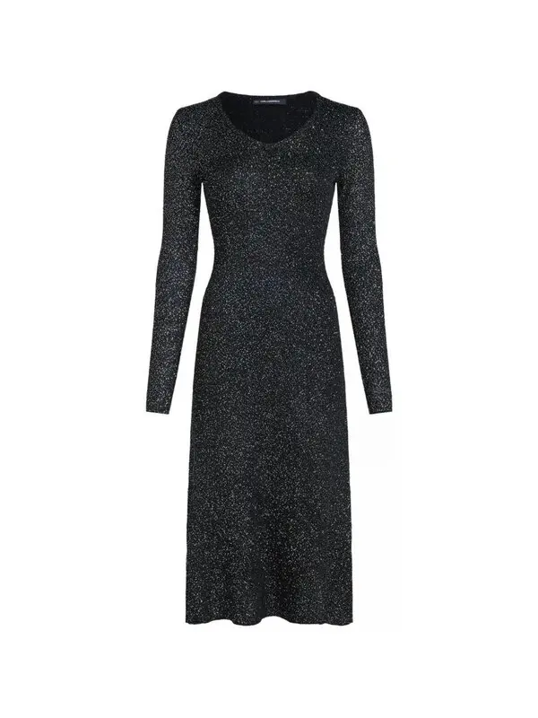 Karl Lagerfeld Sequin Knitted Dress - Black