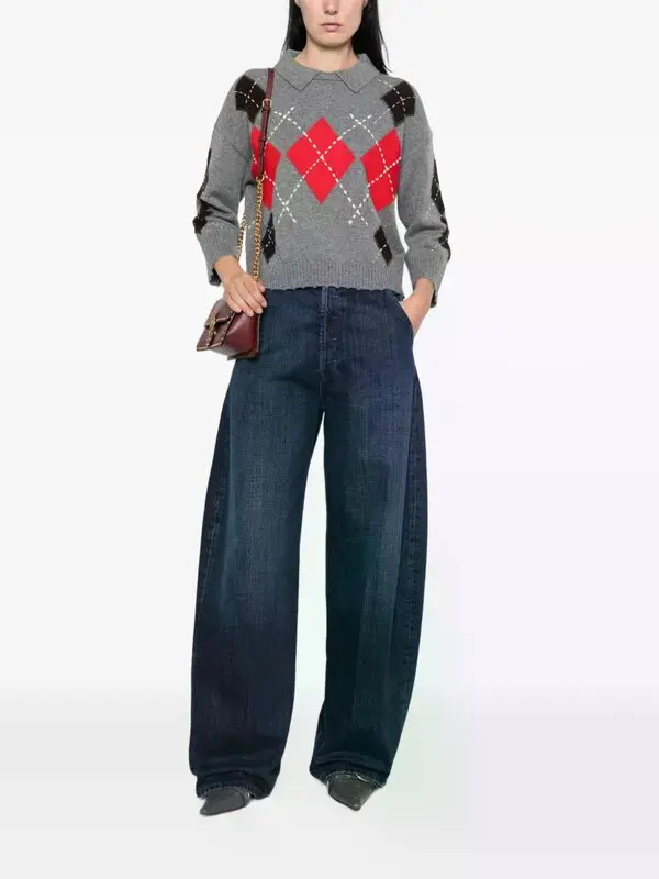 Pinko Argyle-pattern Collared Sweater
