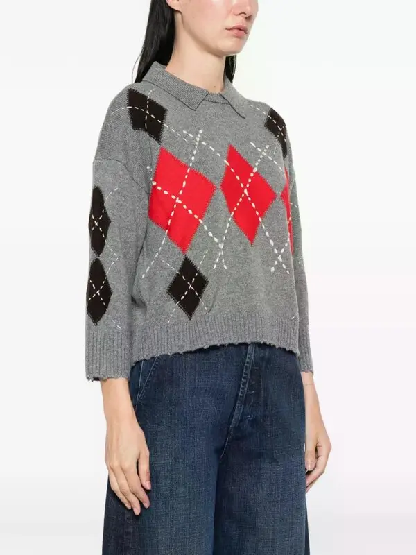 Pinko Argyle-pattern Collared Sweater